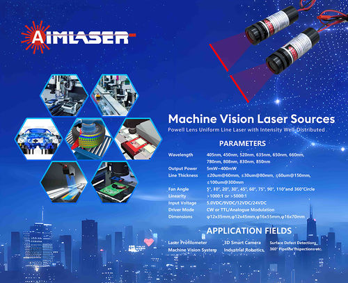 Powell Lens Uniform Line Lasers — High-Performance Laser Sources for Machine Vision, Industrial ...